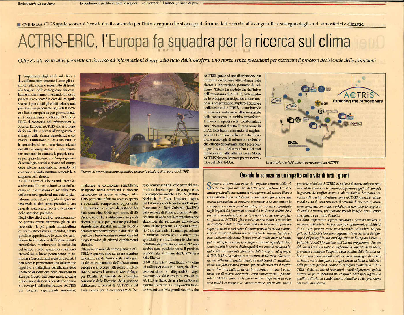 Highlights – ACTRIS Italia